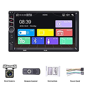 Double Din Car Stereo Compatible with Apple Carplay CAMECHO 7 Inch HD Touchscreen Radio with Bluetooth and Backup Camera, Remote Control, Phone Mirror Link,USB TF AUX Input, SWC, FM Audio Receivers