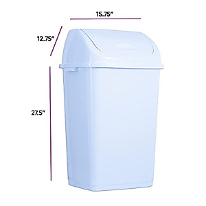 Superio Swing Top Trash Can, Waste Bin for Home, Kitchen, Office, Bedroom, Bathroom, Ideal for Large or Small Spaces - White (3 Pack- 4.5 Gal, 9 Gal, 13 Gal)