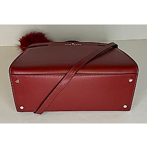 Kate Spade New York Staci MD Satchel bundled with matching Slim Bifold Wallet and Fur Pom (Red Currant)