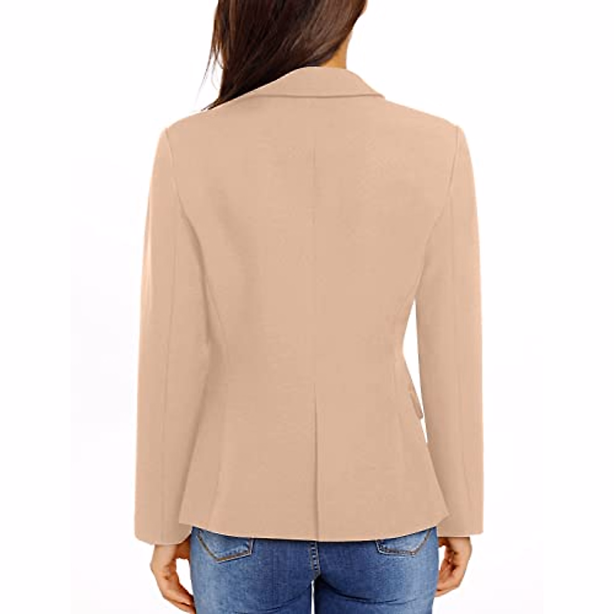 luvamia Women's Notched Lapel Neck Long Sleeves One Button Pocketed Blazer Jacket Wear to Work Suit Light Jackets for Women Casual Tan Blazer Women Sienna Sand Size X-Large