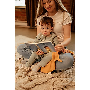 Muslin Lovey for Babies Boy and Girl Baby Gift Board Book Set, Organic Cotton Animal Security Blanket Bunny