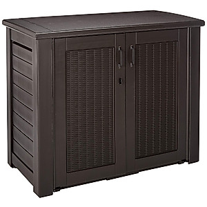 Rubbermaid 123-Gallon Storage Deck Box and Suncast 33-Gallon Trash Can Outdoor Storage Bundle