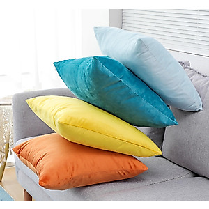 Mercijzyasang 4PCS Velvet Throw Pillow Covers 18x18 Decorative Solid Velvet Soft Square Pillow Cover Couch Pillow Case Pillowcase for Sofa Patio Cushions Living Room Bed Bedding, Orange mix4