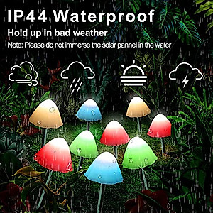 Outdoor Solar Garden Lights, Set of 12 Mini Solar Mushroom Light Outdoor Waterproof Cute Mushroom Shaped Pathway Landscape Lights for Yard Patio Garden Party Wedding Festival Decoration （Multicolor