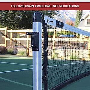 Dominator In Ground Pickleball System - Includes Two Heavy Duty Round Pickleball Posts with Net and Sleeves - Aluminum, Rust Free, and Follows USAPA Standards