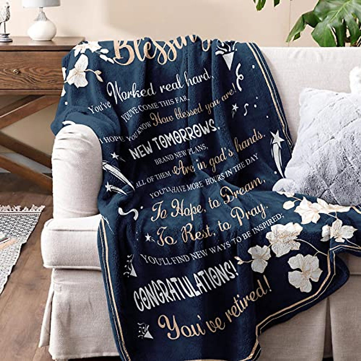 Happy Retirement Gifts for Women Men, Retirement Blanket Gift, Best Female Retirement Gifts Ideas, Funny Retired Gifts for Dad, Nurses, Doctors, Farewell Gifts for Coworker Throw Blanket 60"x 50"