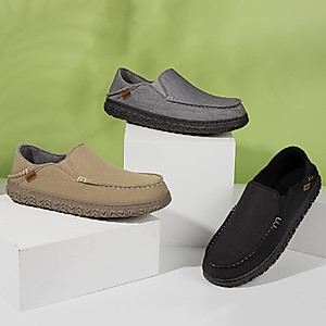 LongBay Men's Moccasin Slippers Cozy Breathable Memory Foam House Shoes for Indoor Outdoor Gray, 11