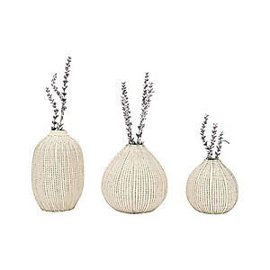 White Stoneware Vases with Textured Black Polka Dots (Set of 3 Sizes)