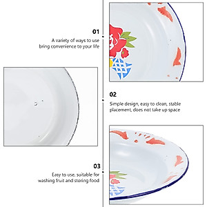 HEMOTON Pasta Bowls Enamel Plate Enamelware Dinner Serving Platter Trays with Blue Rim Serving Trays for Dinner Outdoor Picnic BBQ Butter Farmhouse Kitchen Serving Bowl