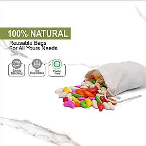 Reusable Eco friendly 10"x12" Cotton Thick Single Drawstring Muslin Bags "premium quality (Natural Color)-100 count pack