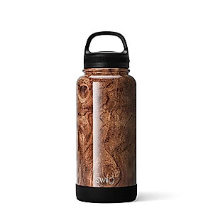 Swig Life 30oz Triple Insulated Stainless Steel Wide Mouth Water Bottle with Handle, Dishwasher Safe, Double Wall, Vacuum Sealed, Reusable Thermos in Black Walnut Print