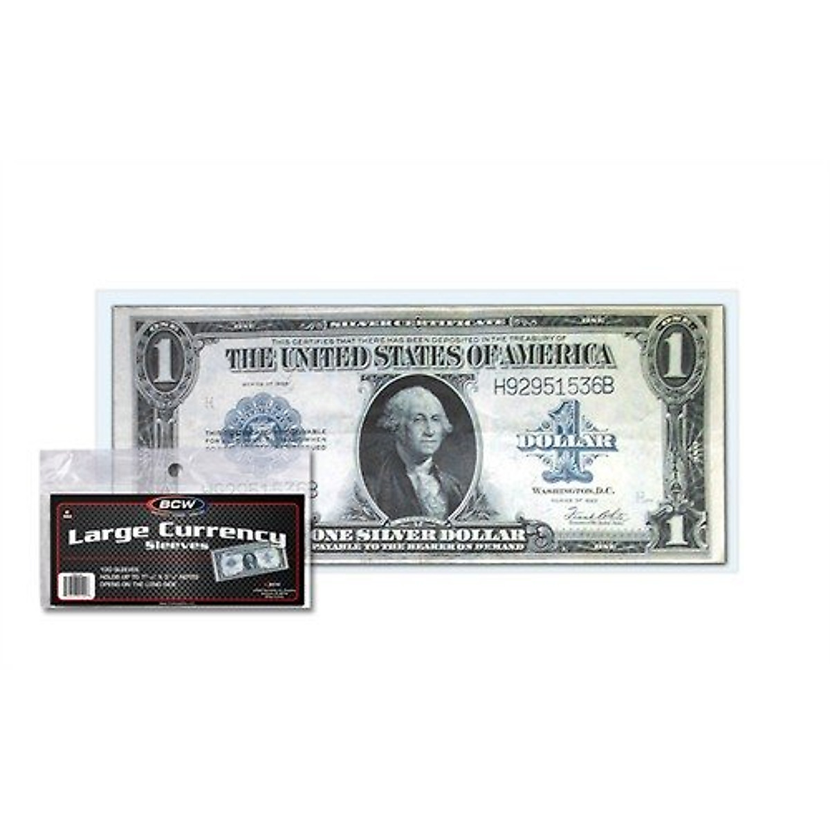 BCW Large Bill Currency Sleeves - 20-Pack | Acid-Free, Archival Safe Polypropylene Sleeves for Collectible Currency | Clear Money Protectors for Storage and Display | Large US Currency Holders