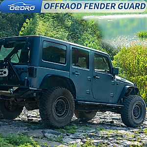 OEDRO Flat Front & Rear Fender Flares Compatible with 2007-2018 Jeep Wrangler JK & JKU Unlimited, 4 PCS Off-Road Steel Liner Set