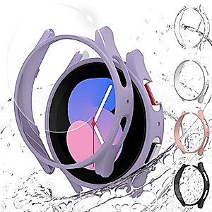 [5+5Pack] SPGUARD Galaxy Watch 5/Watch 4 40mm Screen Protector Case Cover, Tempered Glass Galaxy Watch 5/4 Screen Protector & Watch 5/4 Case Cover Hard PC Bumper for Samsung Galaxy Watch 5/4 40mm