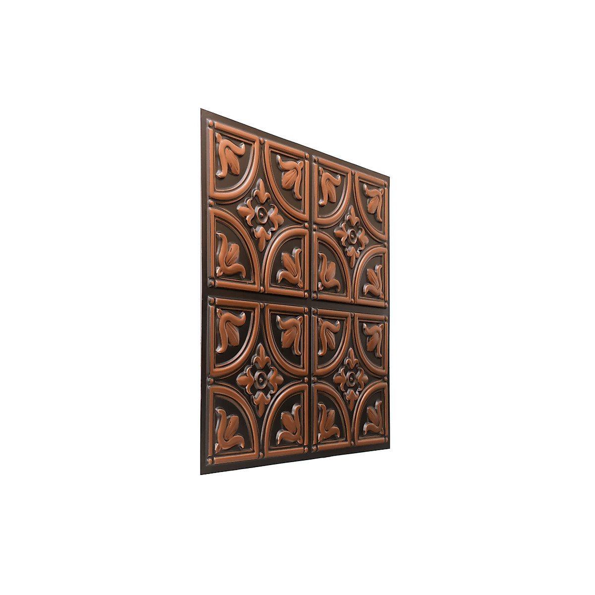 Faux Tin Glue Up Ceiling tile #148 Antique Copper pack of 10 2'X2' tiles (~ 40 sq.ft). Easy to install decorative ceiling tiles. Gorgeous antique look PVC tiles. Great as a backdrop.