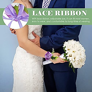 Beavorty Corsage Bracelet Artificial Flower Wrist Corsage Wristlet for Bride Bridesmaid