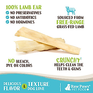 Raw Paws Lamb Rawhide Treats for Dogs, 1-lb - Packed in USA - Natural Lamb Dog Treats sourced from Free-Range, Grass-Fed Sheep - Lamb Hide Sticks for Dogs - Large Dog Lamb Treats & Puppy Chew Sticks