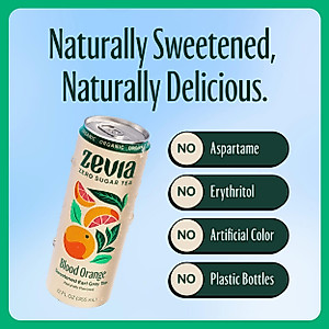 Zevia Organic Sugar Free Iced Tea, Earl Grey Tea Blood Orange, 12 Fl Oz (Pack of 12)