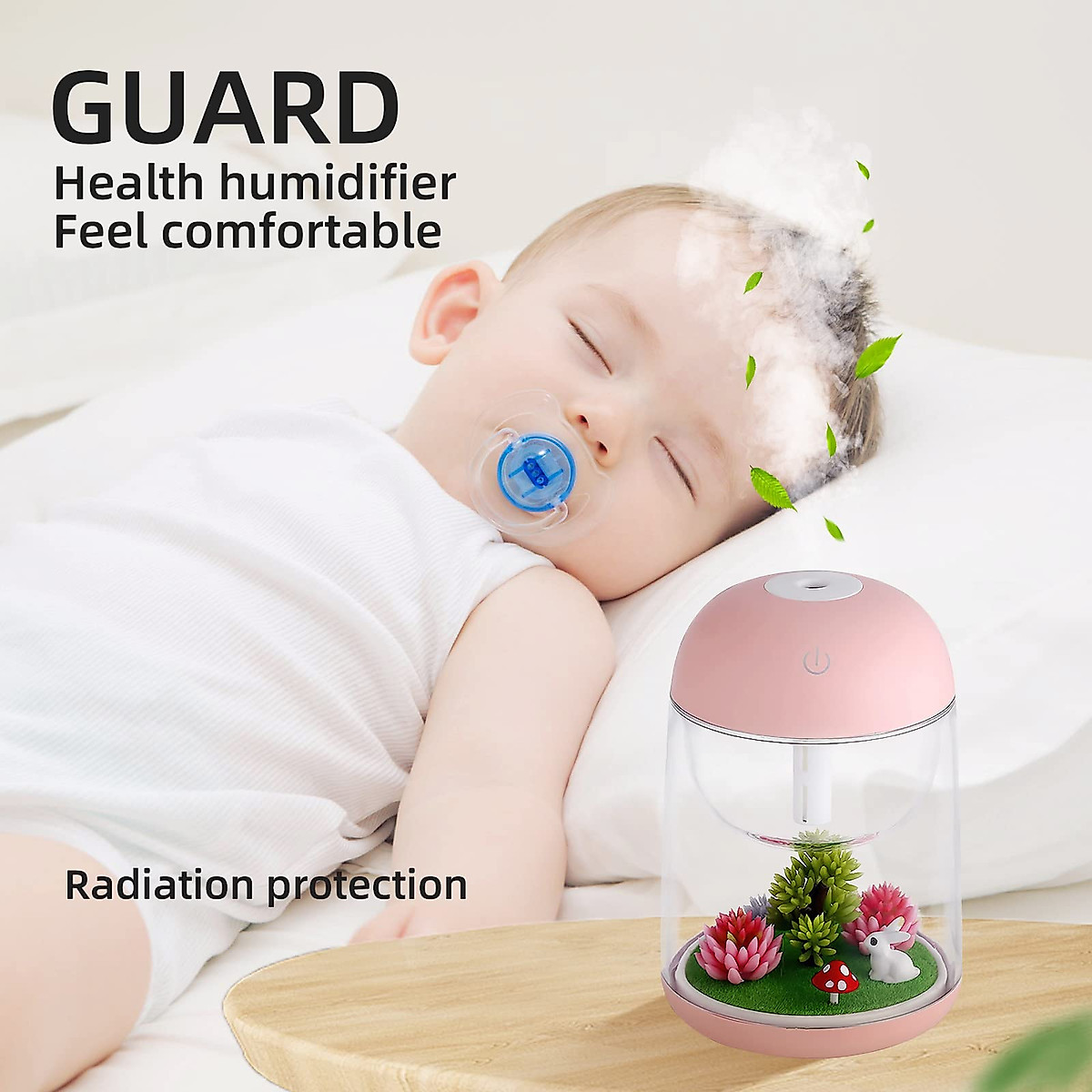 GENNISSY Cute Mini Landscape Air Humidifier Essential Oil Diffuser with 7 Colors LED Night Light, 6oz Water Tank Waterless Auto Shut-off for Bedroom, Home, Office, Baby