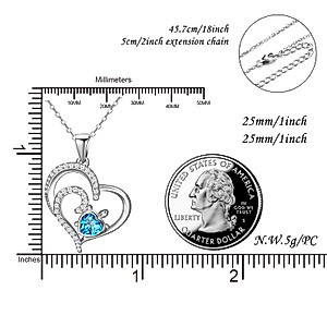 Distance Double Love Heart Necklace for Women 925 Sterling Silver Ocean Spray Sea Turtle Pendant Necklace Birthday Gifts for Daughter Wife