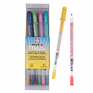 SAKURA Gelly Roll Metallic Gel Pens - Pens for Scrapbook, Journals, or Drawing - Colored Metallic Ink - Medium Line - 16 Pack