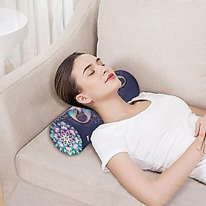 xigua Snowflakes Neck Roll Pillow for Neck Relief with Removable Washable Cover - Memory Foam Round Cylinder Bolster, Ergonomically Designed for Head, Neck, Back, and Legs