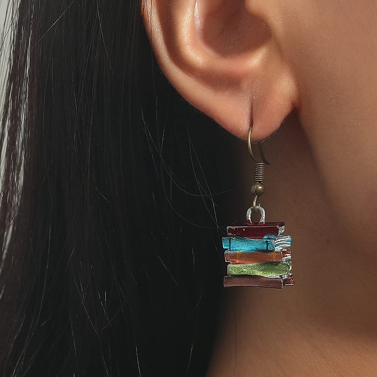 Classic Stack of Books Drop Dangle Earrings Librarian Teacher Easy Hook Clay Creative Novel Teach Graduation Jewelry for Women Earings