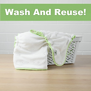 Hiamo Extra Absorbent Fitted Cloth Diapers - Overnight Cloth Diapers for Heavy Wetters - Bamboo and Cotton Blend - One Size with Adjustable Snap Buttons - Set of Two Diapers