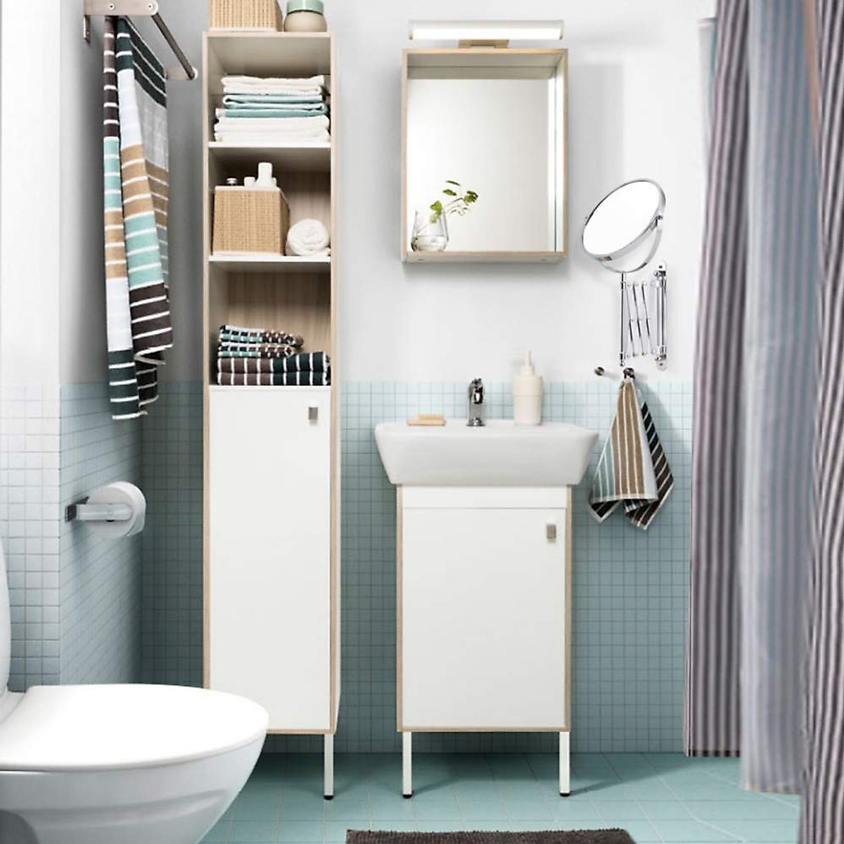 Cavoli 8 Inches Double-Sided Wall Mount Scalable Mirror with 10x Magnification,with Scissor Bracket,Chrome Finish(8 inch,10x)