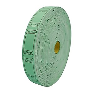 DNB 2000 Raffle Tickets - Single Roll 2000 Pcs per Roll 2 x 1 Inch Consecutively Numbered Blank Tickets for Entry/Events/Class Reward/Fundraiser/Prizes - Green