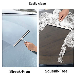 Aliglow All Purpose Stainless Steel Squeegee for Glass Shower Doors, Car Window, Home Mirrors, Bathroom Shower Cleaner Wiper 10 inches