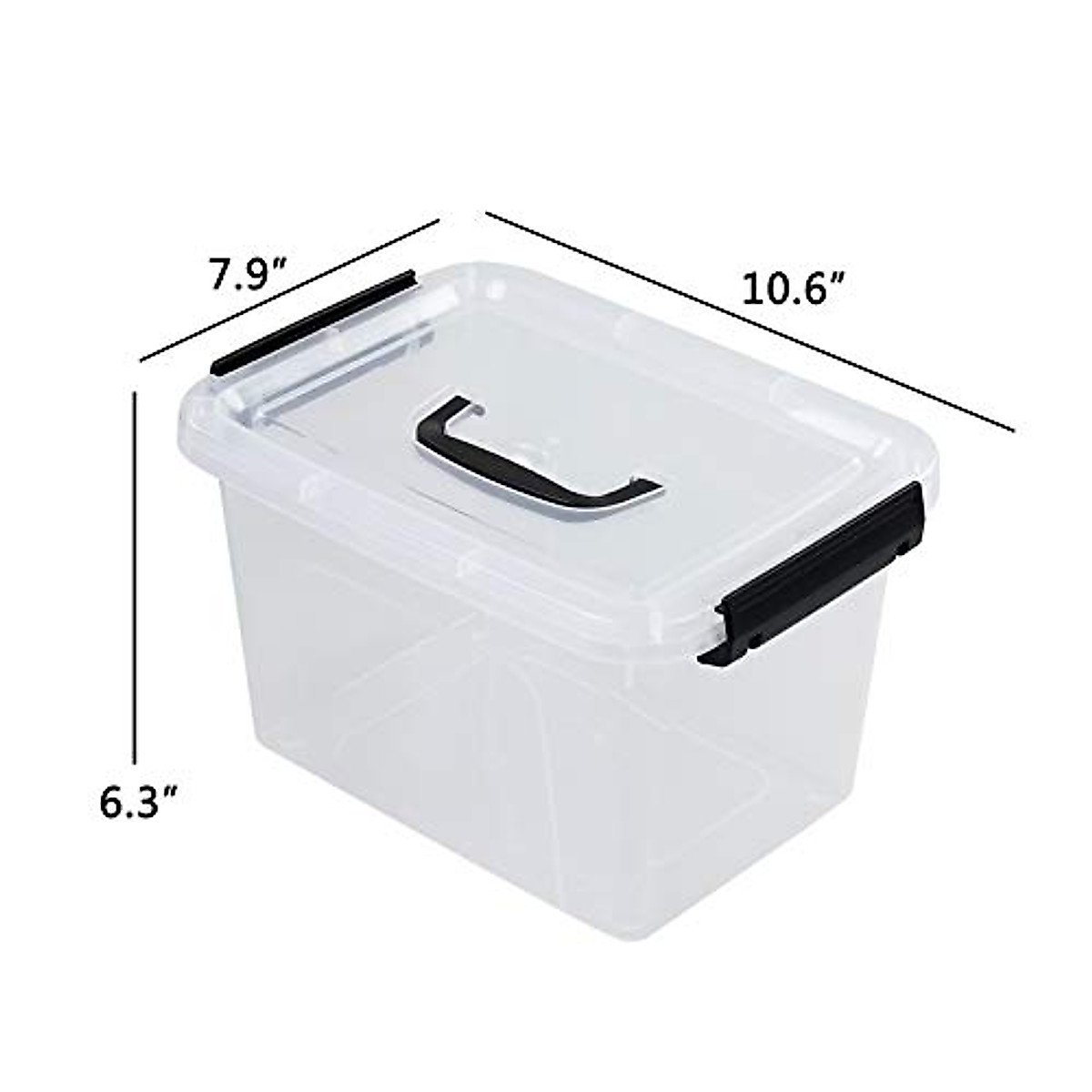 Tstorage 8 Quart Plastic Storage Clear Latch Boxes, Clear Containers with Lids and Handles, 6 Packs