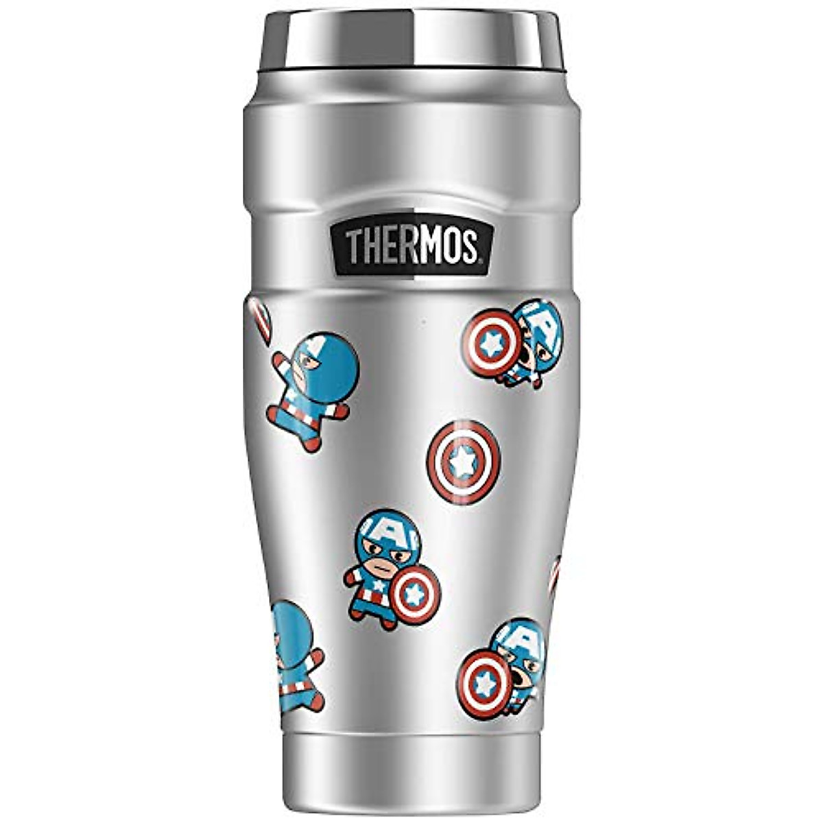 THERMOS MARVEL - Captain America Kawaii STAINLESS KING Stainless Steel Travel Tumbler, Vacuum insulated & Double Wall, 16oz