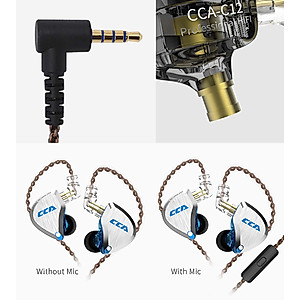 CCA C12 5BA+1DD in Ear Monitor,HiFi Bass in Ear Earphone, IEM Wired Headphones, HiFi Stereo Sound Earphones Noise Cancelling Ear Buds with 6 Balanced Armature Drivers 0.75mm 2pins Cable(No Mic,Gold)