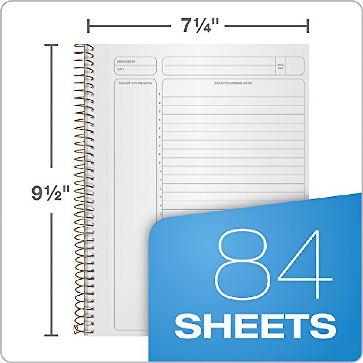 Ampad Gold Fibre Designer, Project Planner,Size 9-1/2 x 7-1/4, Asst Covers, 84 Sheets per Notebook (20-817),White
