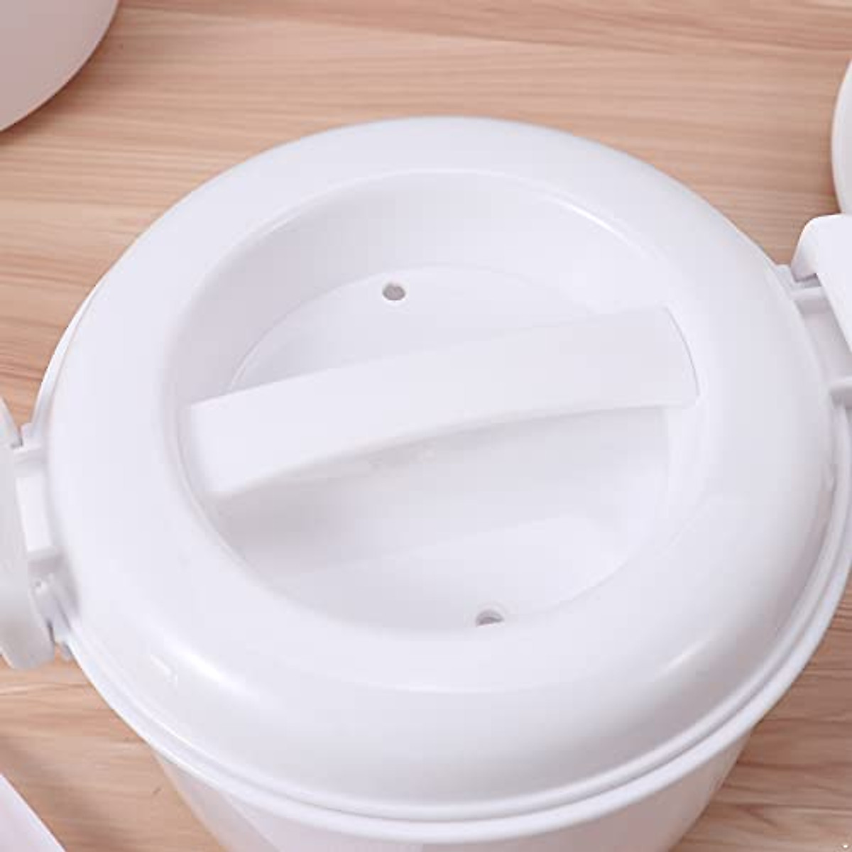 FEESHOW Portable Microwave Rice Cooker with Rice Paddle Food Steamer Pot White Small
