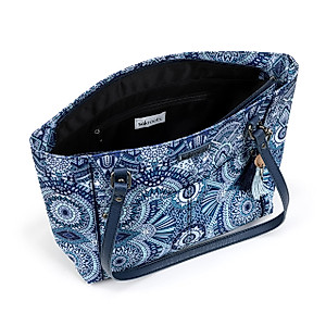 Sakroots Metro Tote Bag in Eco-Twill, Large & Roomy with Zip Closure, Navy Wanderlust