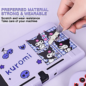 DLseego Little Evil Rabbit Switch Case Set Purple Carrying Case with 12 Slots Cute Silicone Protective Case Soft Cover with 4PCS Lovely Thumb Grips Caps and 1PCS Kawaii Sticker