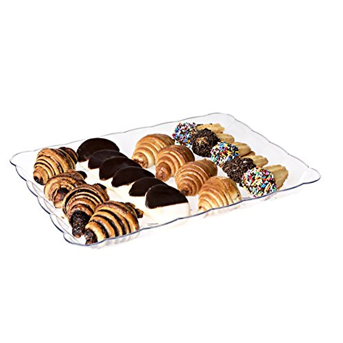 silver collection Rectangular Plastic Trays, Disposable Serving Party Platters 9" X 13" -Pack of 4- (Clear)