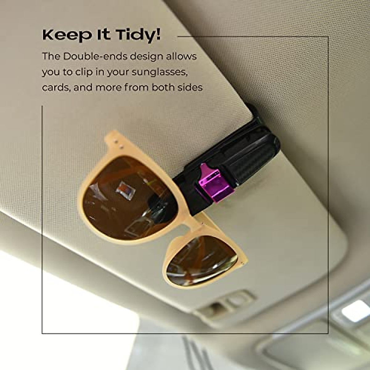 Readerest Sunglass Holder for Car - Glasses Clip Organizer for Car Sun Visor - Sunglasses Mount with Ticket Card - 180-Degree Rotational Clip - Eyeglass Holders for Cars - Glasses Hanger Accessories