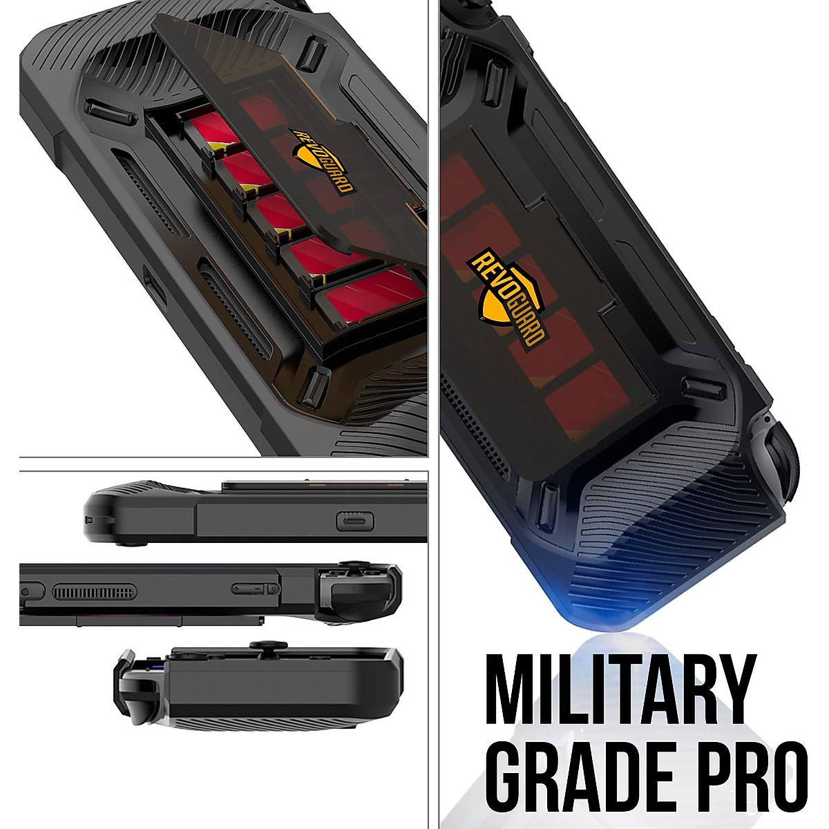 RevoGuard Slim Heavy Duty Switch Case [Stores 5 Games] Compact Multi Angle Holder Play Stand for Nintendo Switch