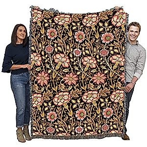 Pure Country Weavers William Morris Pink and Rose Blush Blanket - Arts & Crafts - Gift Tapestry Throw Woven from Cotton - Made in The USA (72x54)