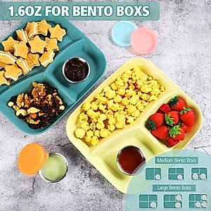 Uiifan 48 Pcs 1.6 oz Salad Dressing Container Small Condiment Containers with 8 Colorful Leakproof Lids Reusable Mini Stainless Steel Sauce Cup Storage Dip Containers for Lunch Bento Box Picnic Travel