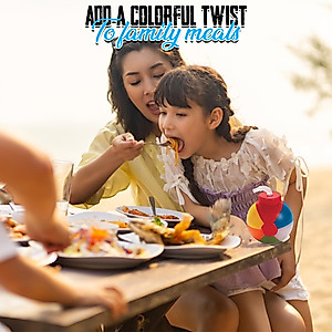 Fun Express Set of 12 Pieces Beach Ball Cups with Straws, Holds 23 oz, Summer Party Supplies, Multi-Color