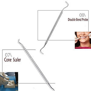 9Pcs Stainless Steel Dental Tools Dentist Teeth Clean With Leather Case