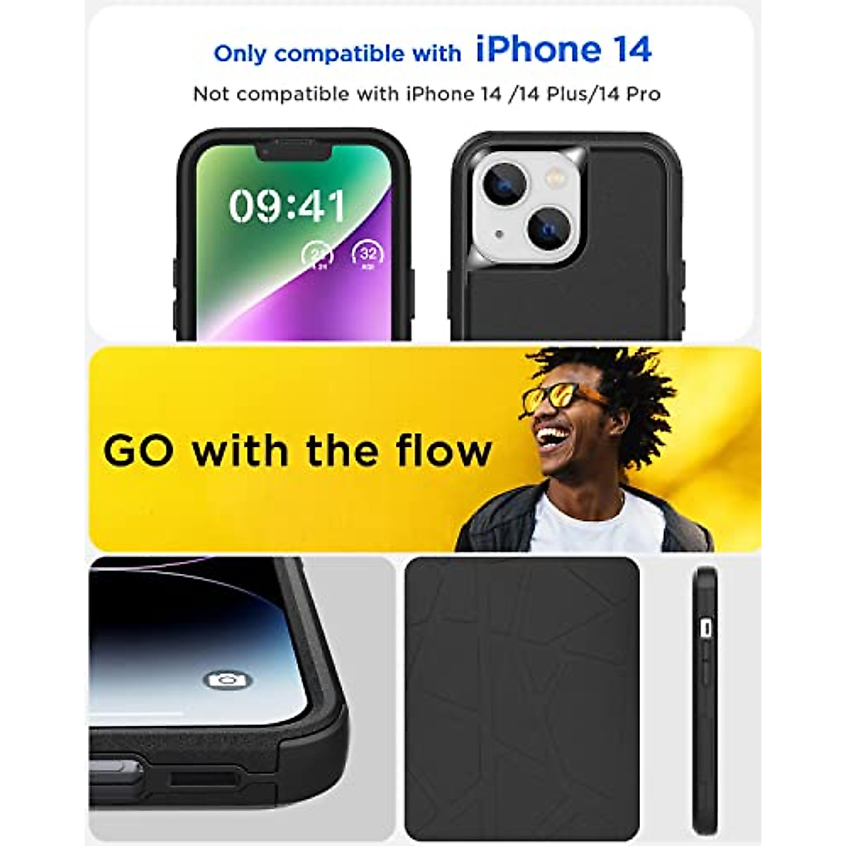 AICase for iPhone 14 Case(6.1") Case,Heavy Duty 3-Layer Rugged Pocket-Friendly Phone Case,Durable Military Grade Protection Shockproof/Drop Proof/Dust-Proof Protective Cover for iPhone 14 Case 6.1"