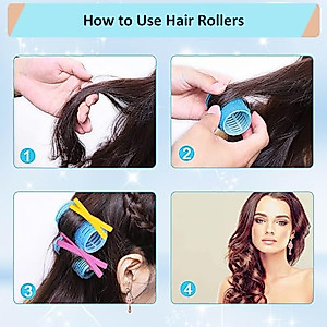 Jumbo Rollers Set for Long Hair - No Heat Heatless Curls With Clips & Comb, 24 Packs (Blue)