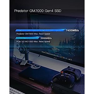 acer Predator GM7000 2TB NVMe Gaming SSD - M.2 2280 PCIe Gen4 (16 Gb/s) x 4, 3D TLC NAND PC Internal Solid State Hard Drive with DDR4 DRAM Cache Up to 7400 MB/s - BL.9BWWR.106
