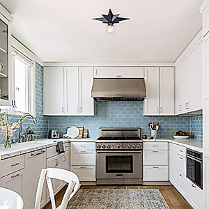 VILUXY Flush Mount Ceiling Light, Black Star Light Fixtures Ceiling for Hallway, Entryway, Study Room, Bedroom