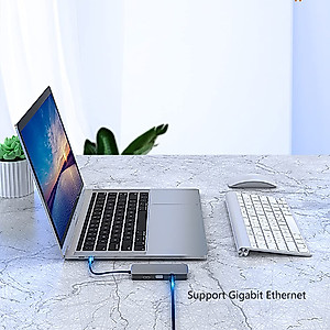 Port Expander USB C Hub 10 in 1 USB-C Splitter Hub with Ethernet, HDMI, VGA, 2 USB 3.0, USB 2.0, SD/TF Card Reader, 3.5mm Audio, USB-C PD USB Splitter